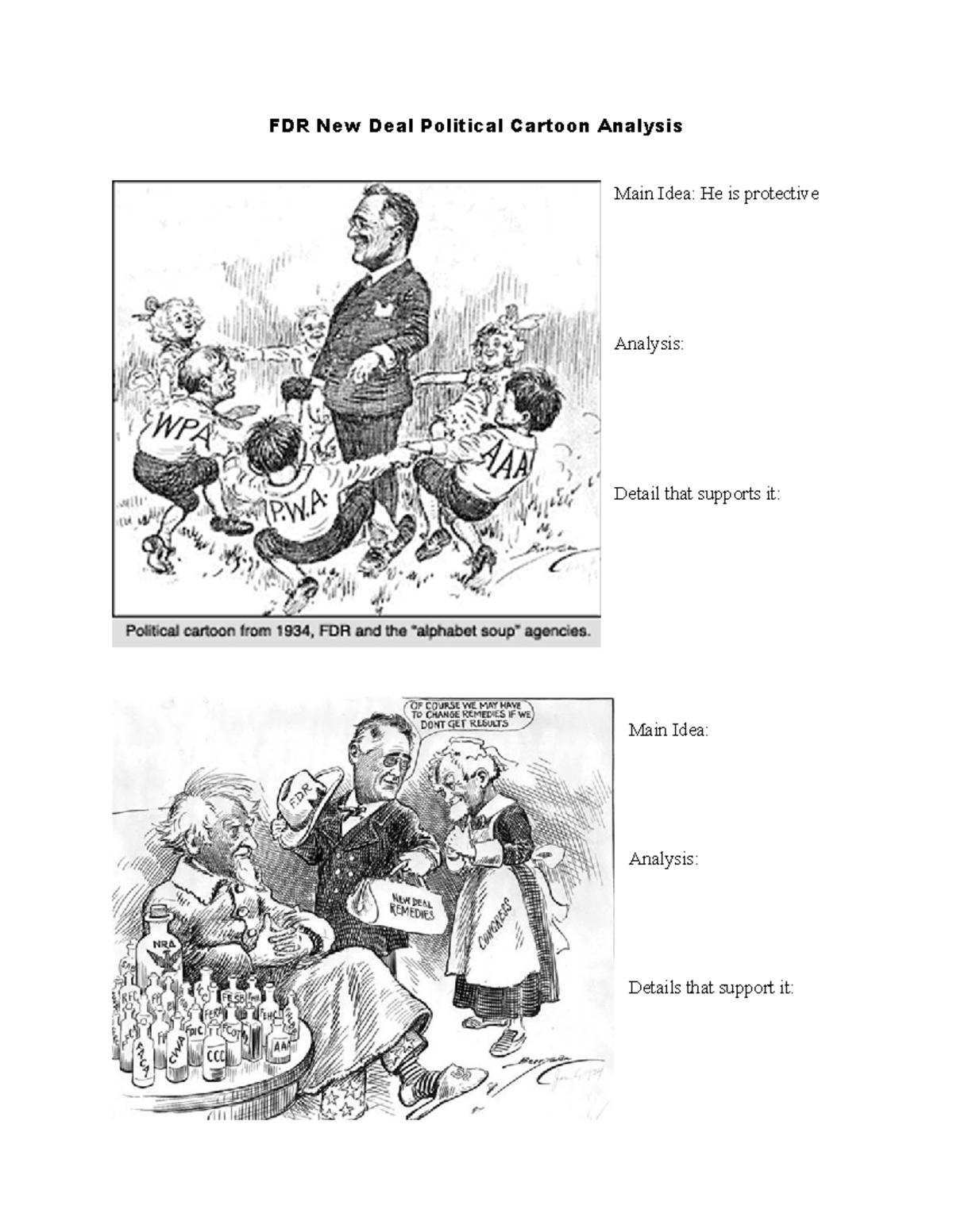 FDR New Deal Political Cartoon Analysis - Studocu