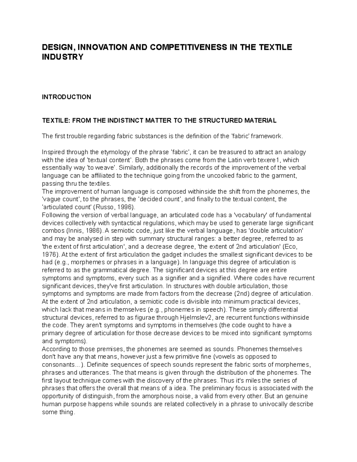 Design, Innovation AND Competitiveness IN THE Textile Industry - DESIGN ...