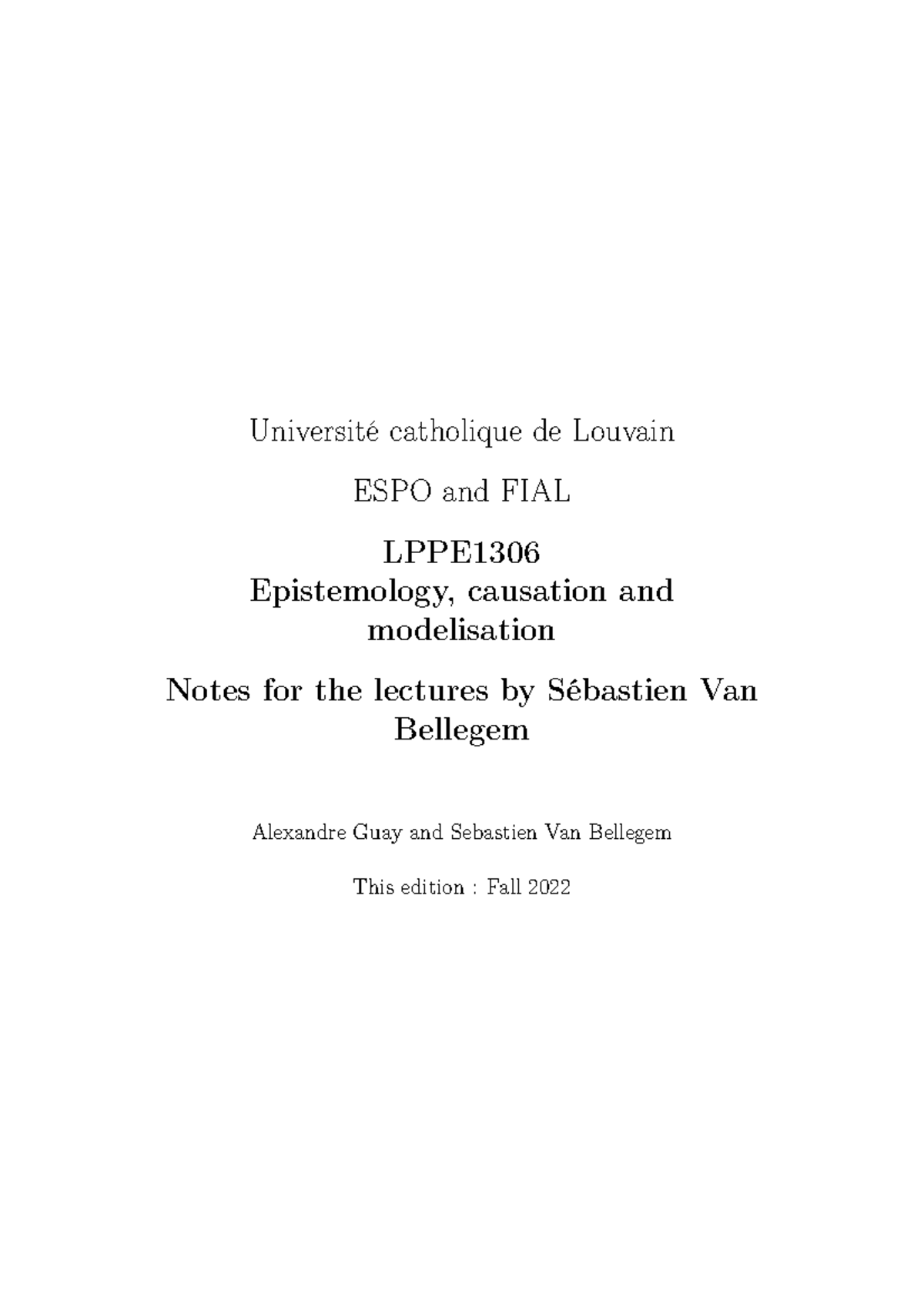 LPPE1306 - Université catholique de Louvain ESPO and FIAL LPPE ...