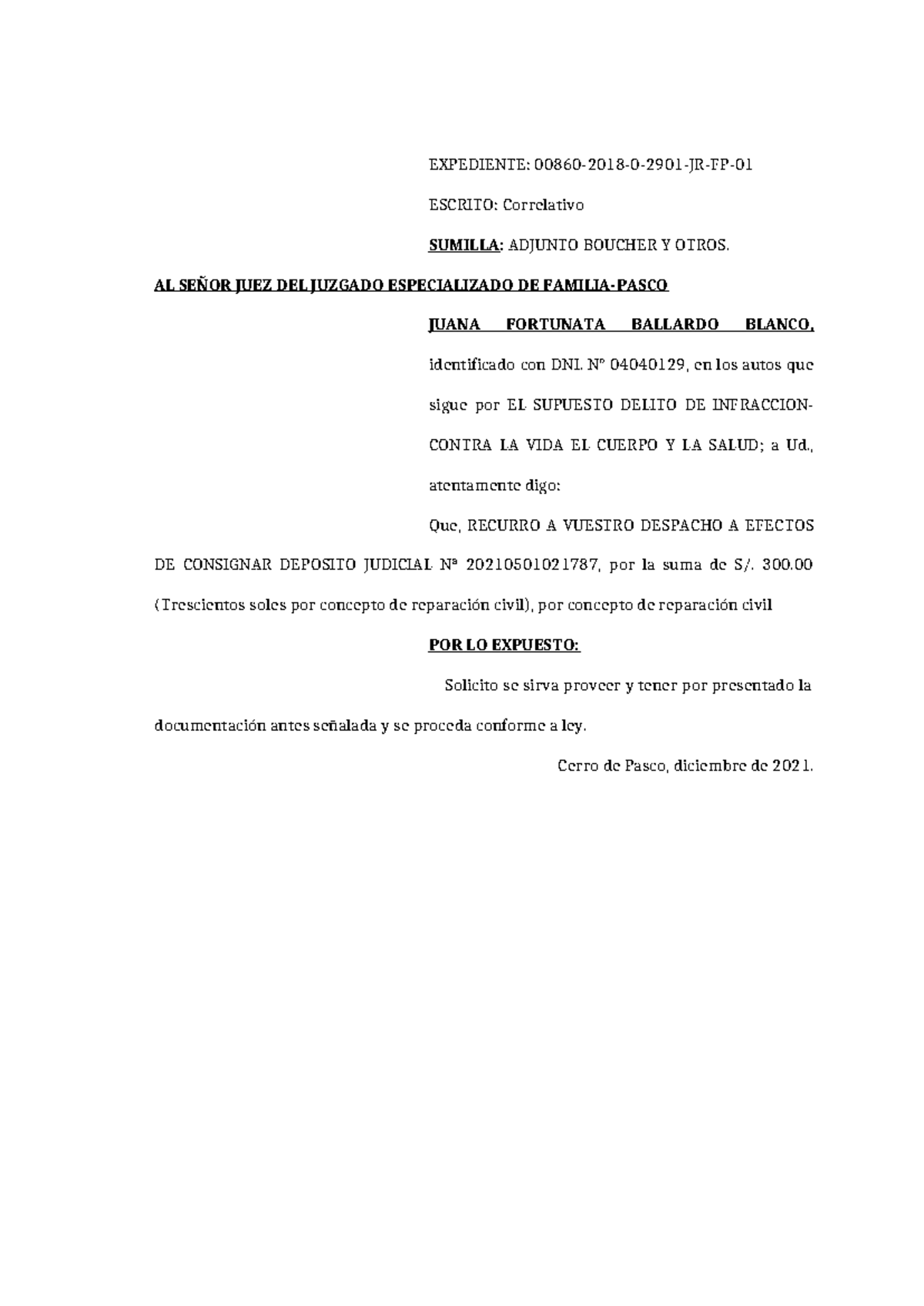 Adjunto Documentos DREP - EXPEDIENTE: 00860-2018-0-2901-JR-FP- ESCRITO ...