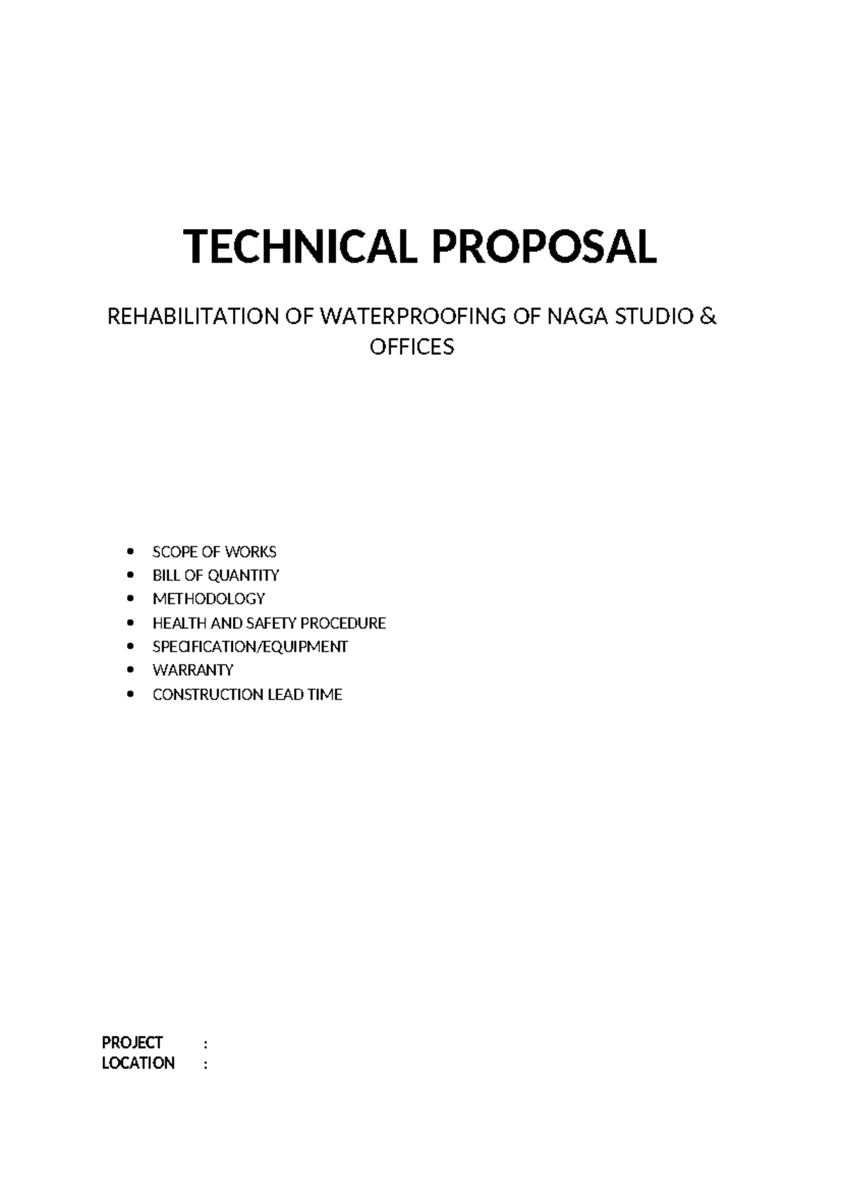 Construction methodology - TECHNICAL PROPOSAL REHABILITATION OF ...