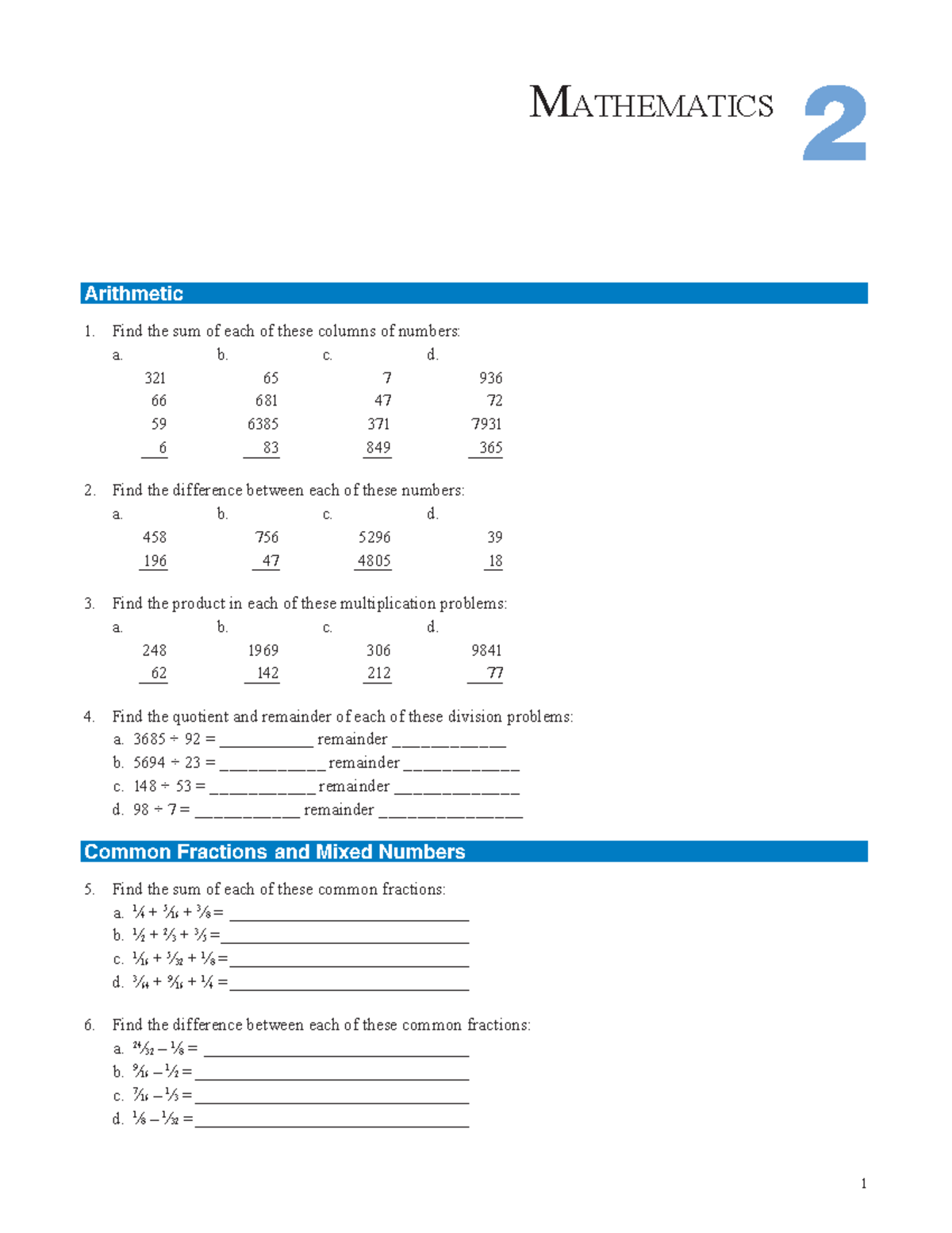 General Math Section I - i have tried my best to help - 1 MatheMatiCs 2 ...