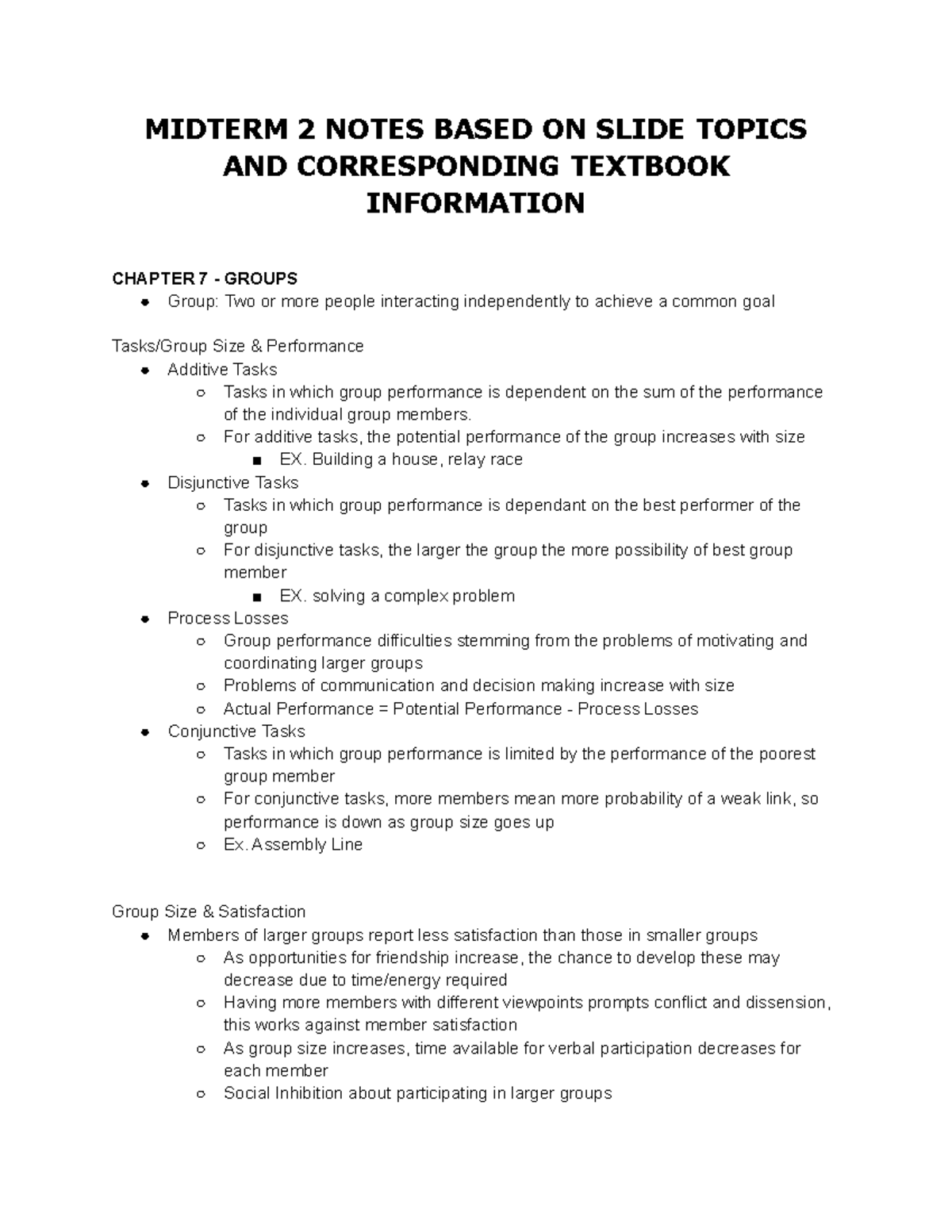 BU288 Midterm 2 Notes - MIDTERM 2 NOTES BASED ON SLIDE TOPICS AND ...