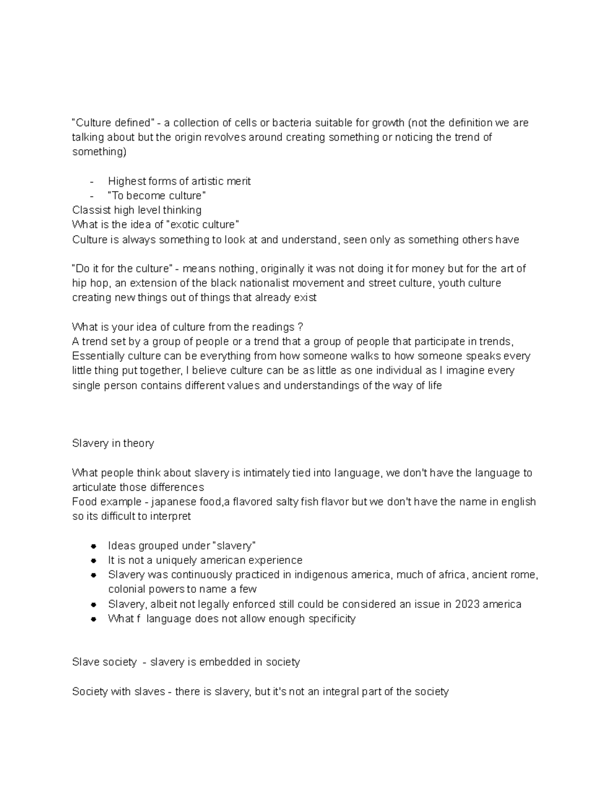 Ethnic Studies Notes - “Culture defined” - a collection of cells or ...