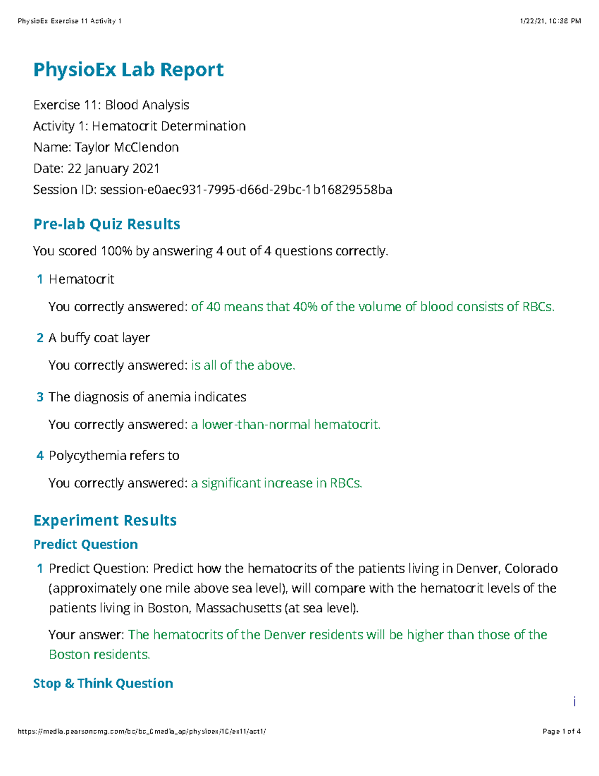 Physio Ex Hematocrit Determination- Mc Clendon - PhysioEx Lab Report ...
