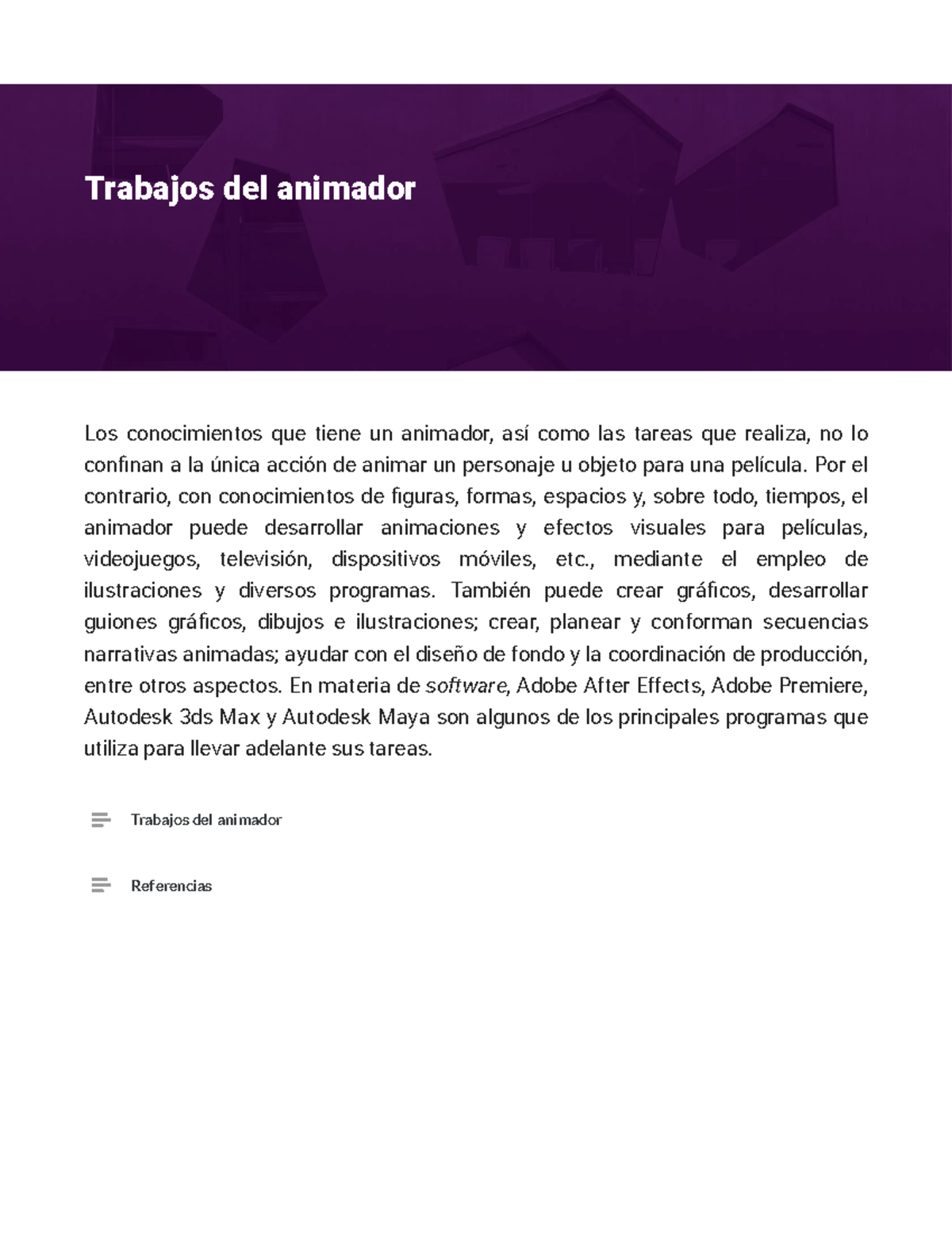 Trabajos del animador - lorem ipsum - Los conocimientos que tiene un ...