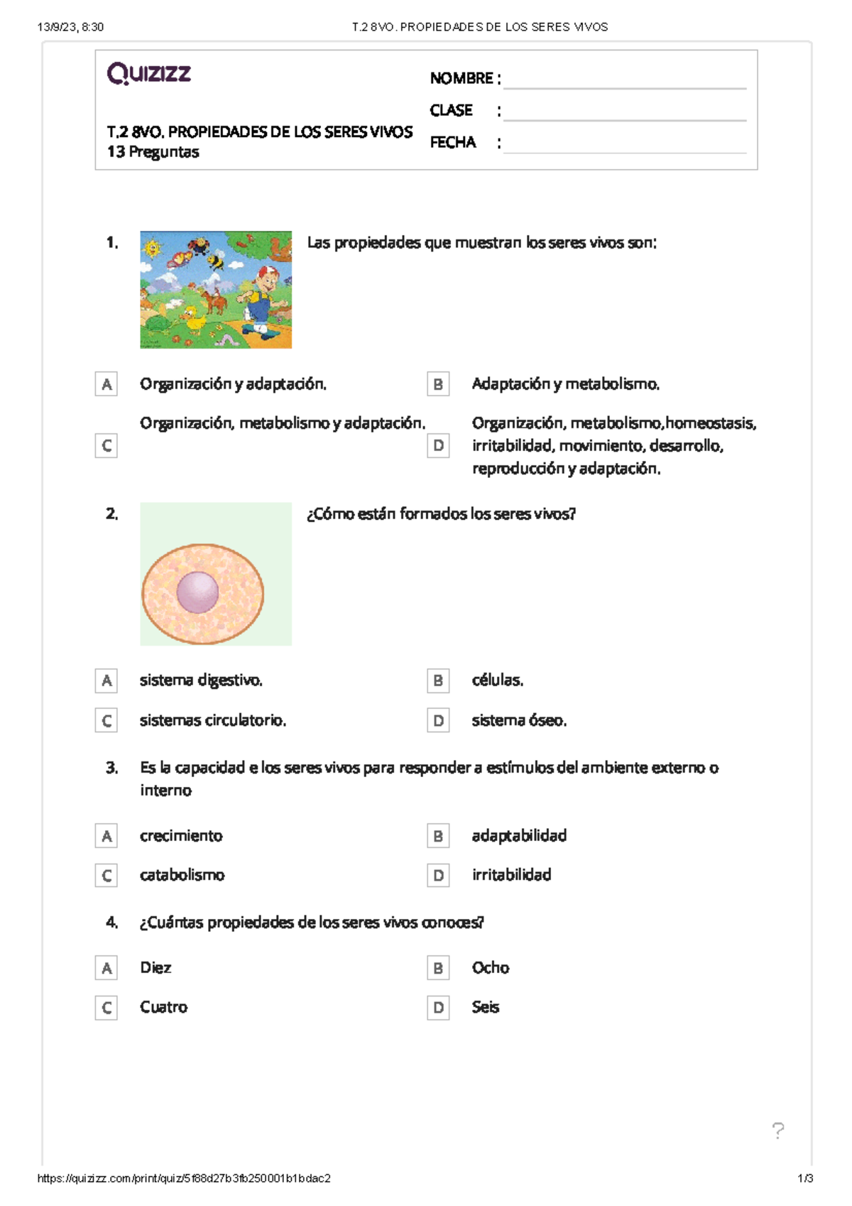 T.2 8VO. Propiedades DE LOS Seres Vivos - 13/9/23, 8:30 T 8VO ...