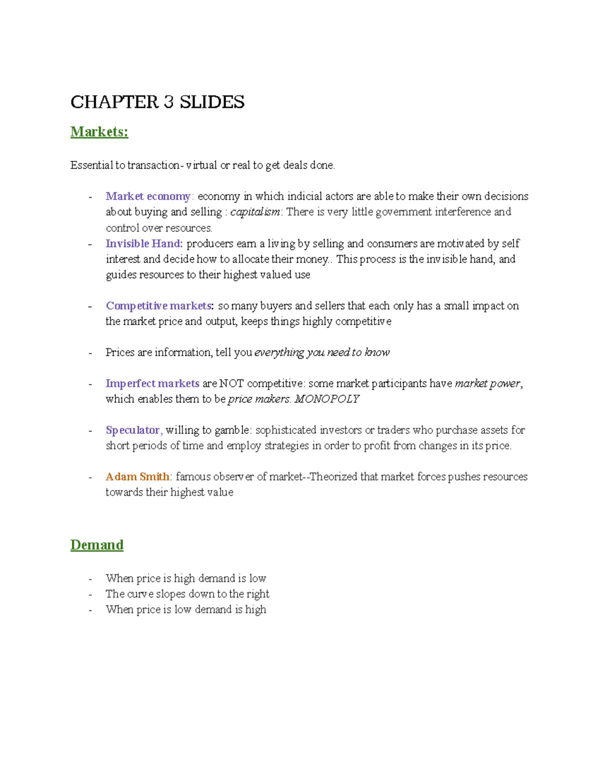 Chap 3 LECTURE NOTES - CHAPTER 3 SLIDES Markets: Essential to ...