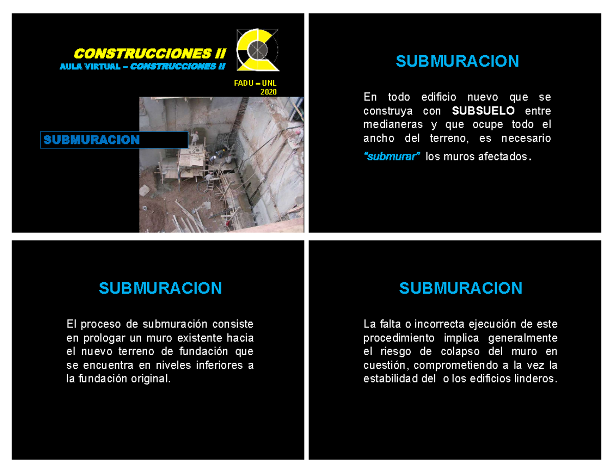 01 Suelos FUND Submuracion Presentación - FADU UNL 2020 SUBMURACION ...