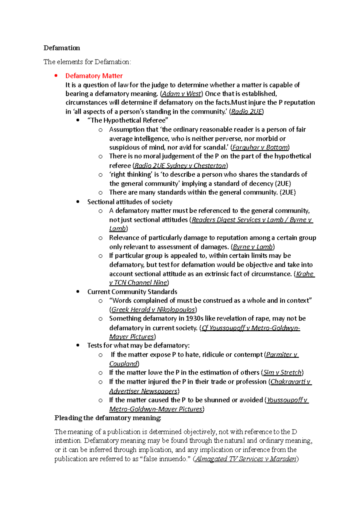 Defamation - You know what is defamatory? Having to write a description ...