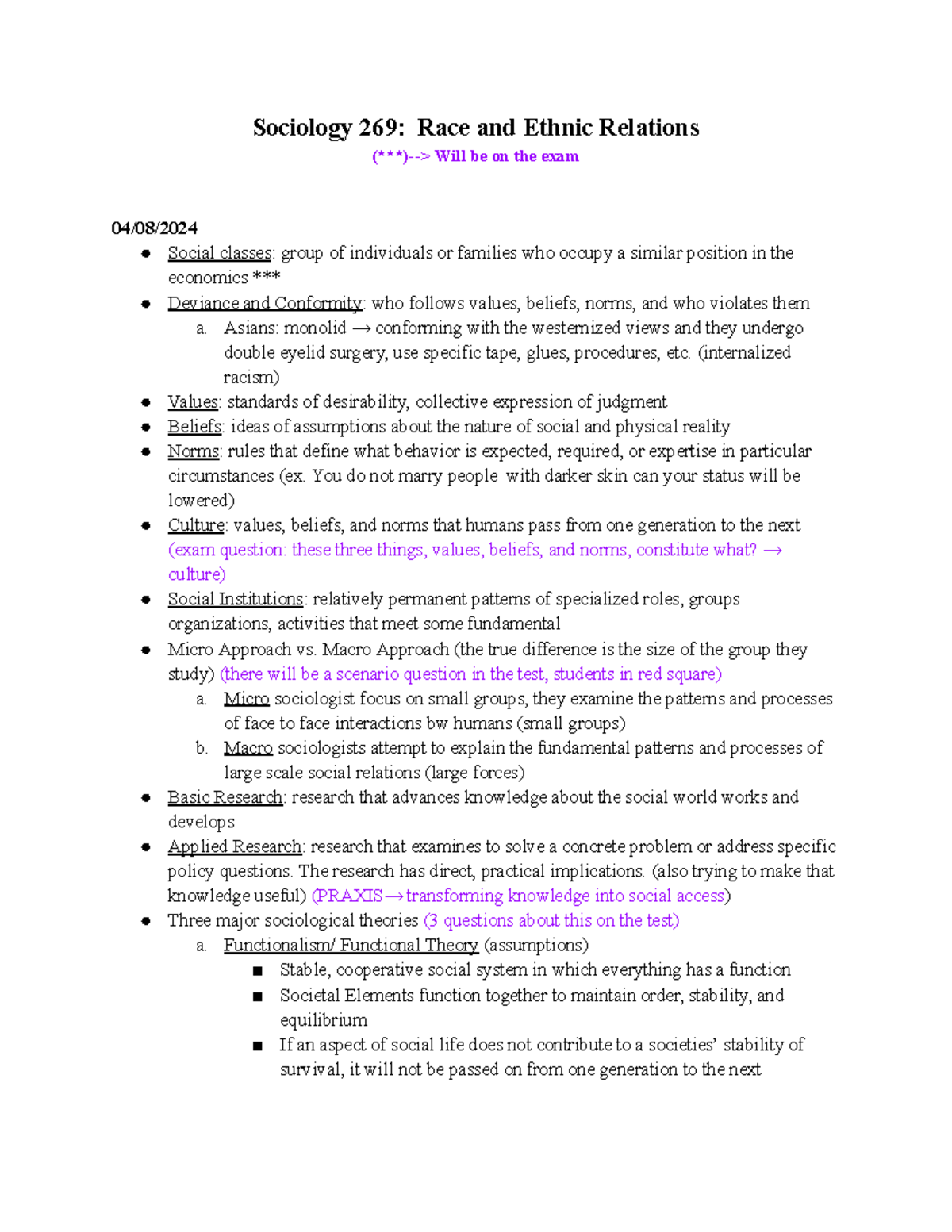 Sociology 269 Race and Ethnic Relations - Sociology 269: Race and ...