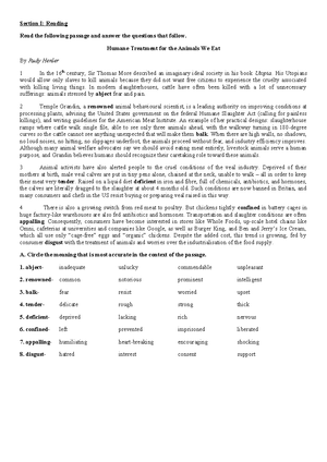 Reading comprehension exercise 3for English 102 - Read the following ...