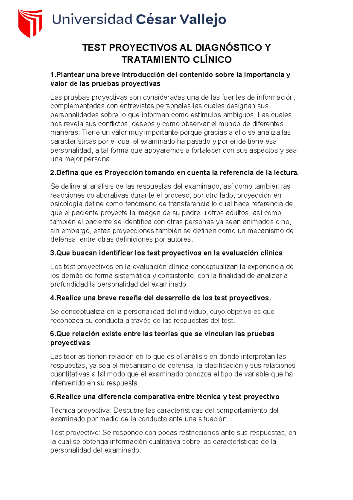 TEST Proyectivos AL Diagnóstico Y Tratamiento Clínico - TEST ...