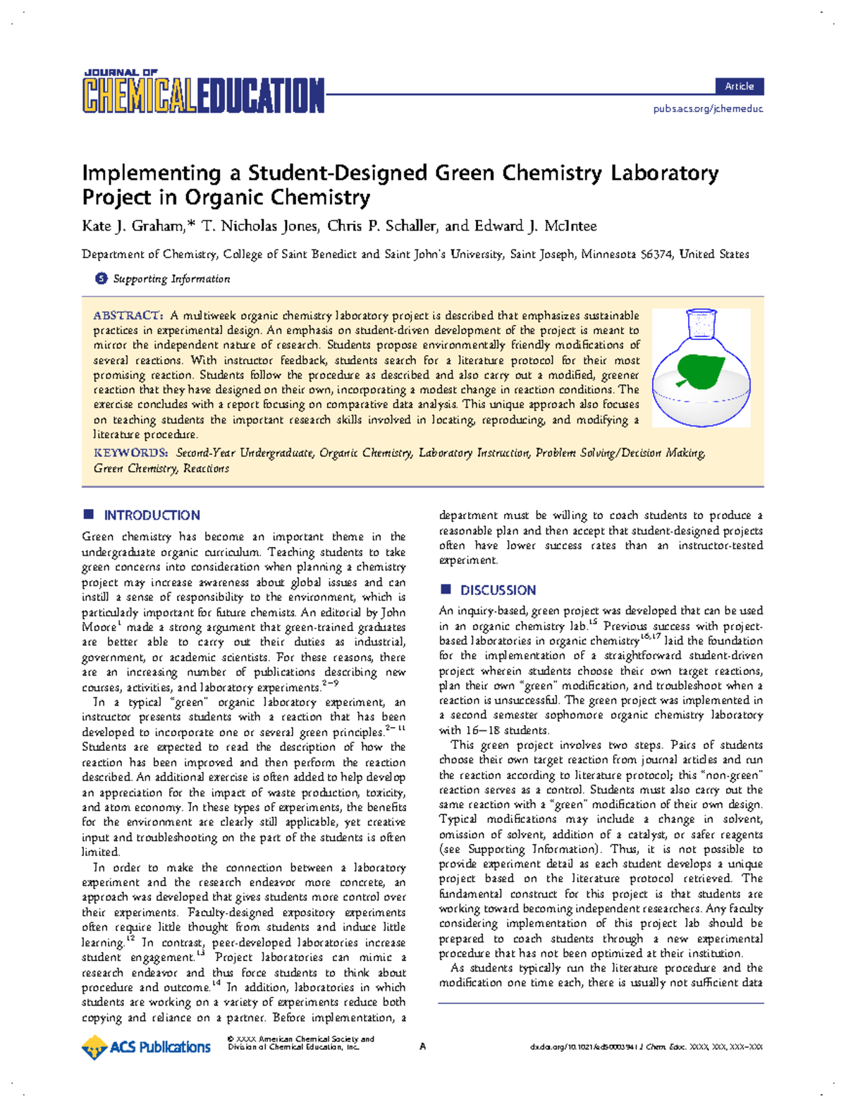Implementing a Student-Designed Green Chemistry Laboratory Project in ...
