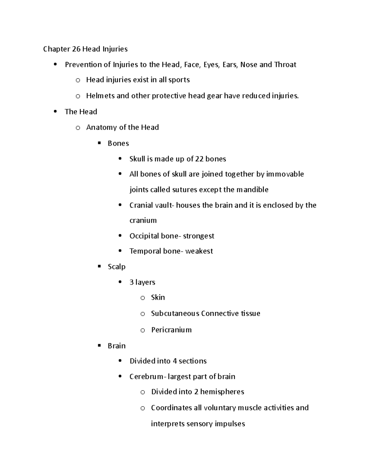 Chapter 26 Head Injuries - Chapter 26 Head Injuries Prevention of ...