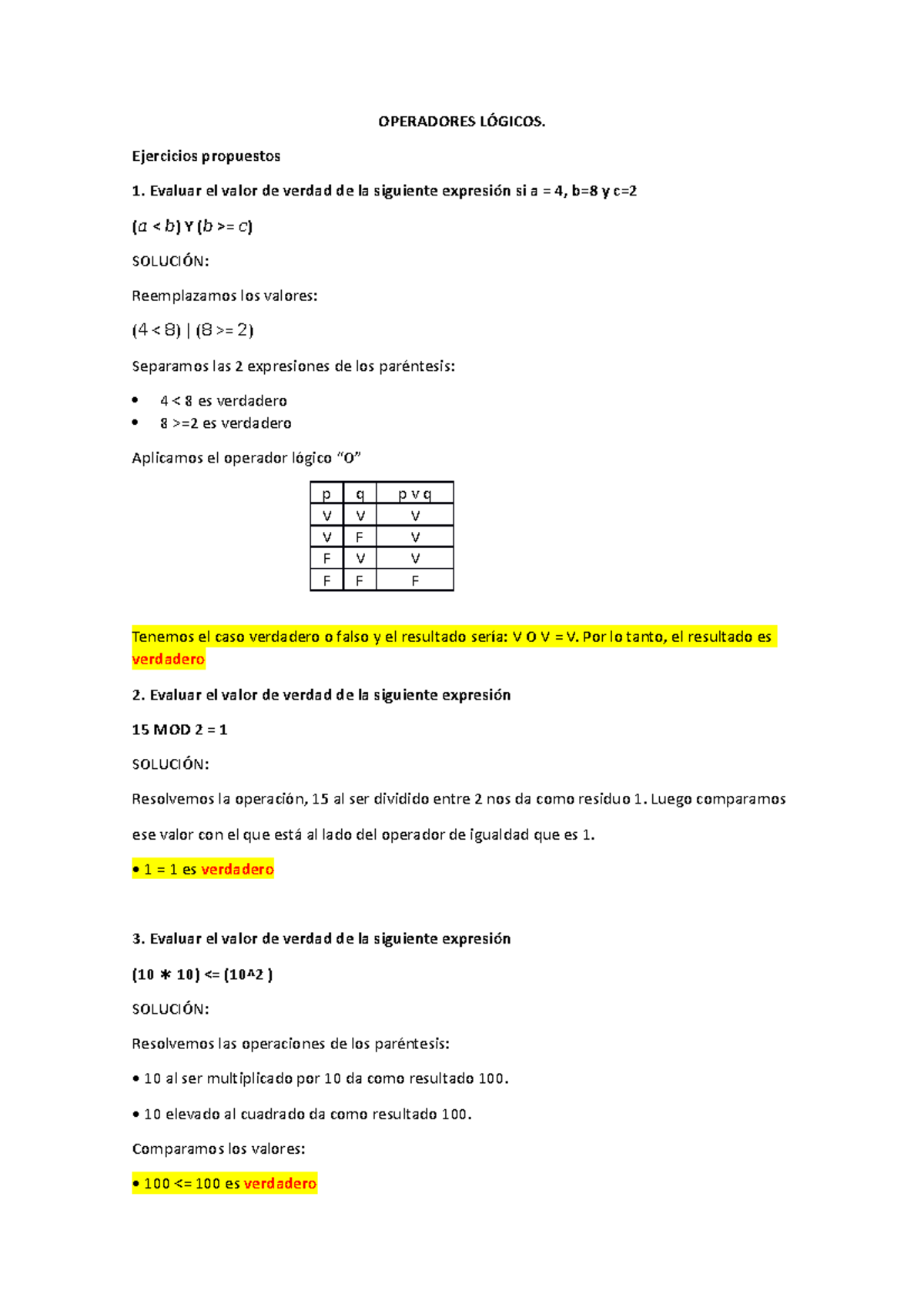 Operadores Lógicos - Estructura Condicional Simple - OPERADORES LÓGICOS. Ejercicios propuestos ...