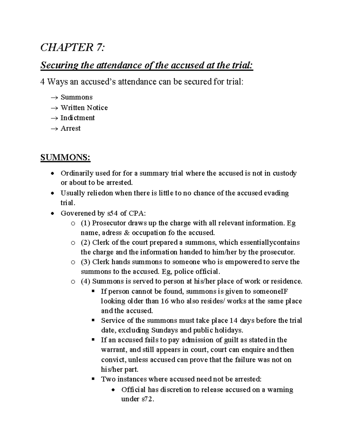 CRIM PROC - CHAP 7 - Law of criminal Procedure chapter 7 summary ...