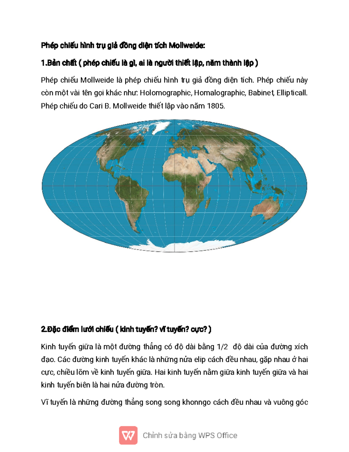 Phép chiếu mollweide - Phép chiếu hình trụ - Phép chiếu hình trụ giả đồng diện tích Mollweide ...