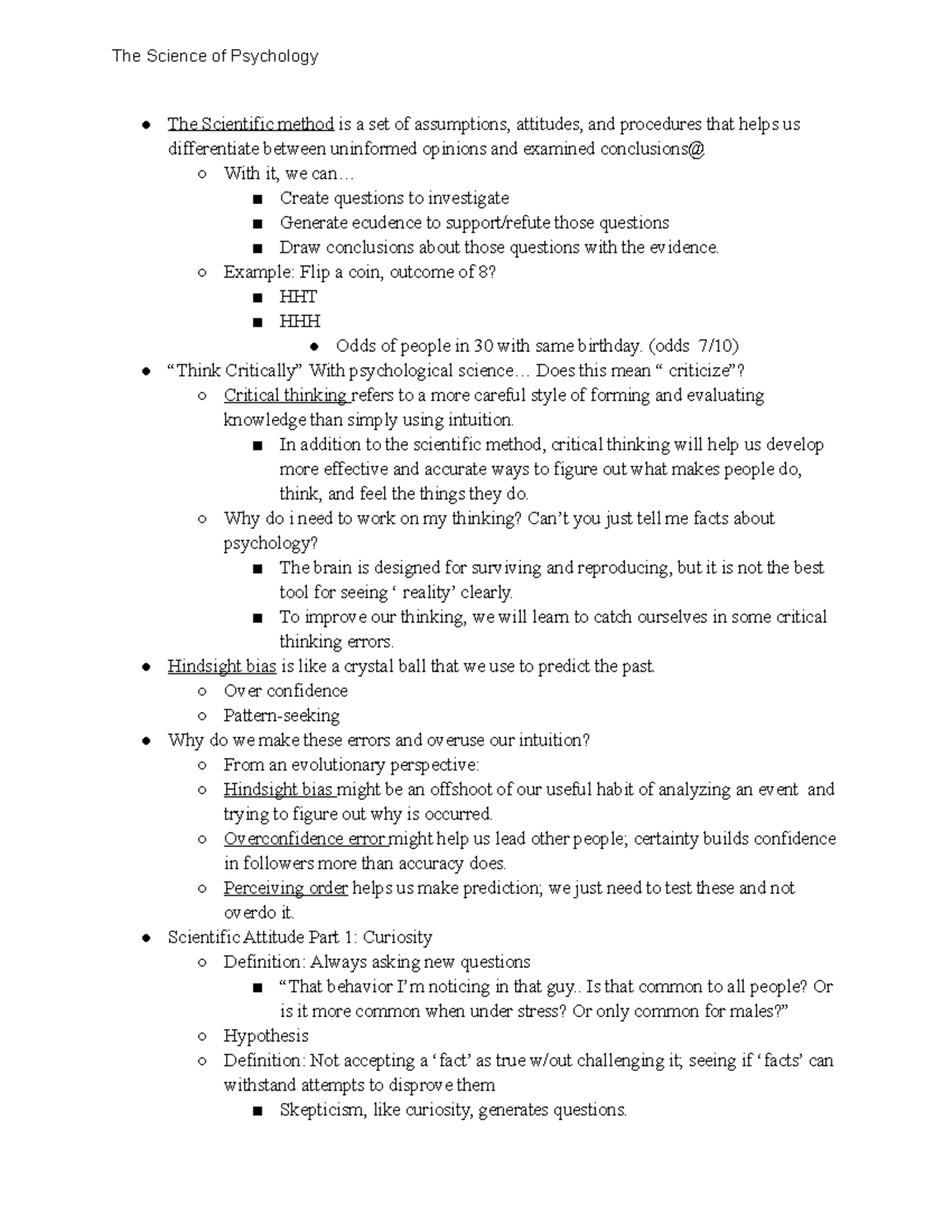 Week 2: Scientific Method - The Science of Psychology The Scientific ...