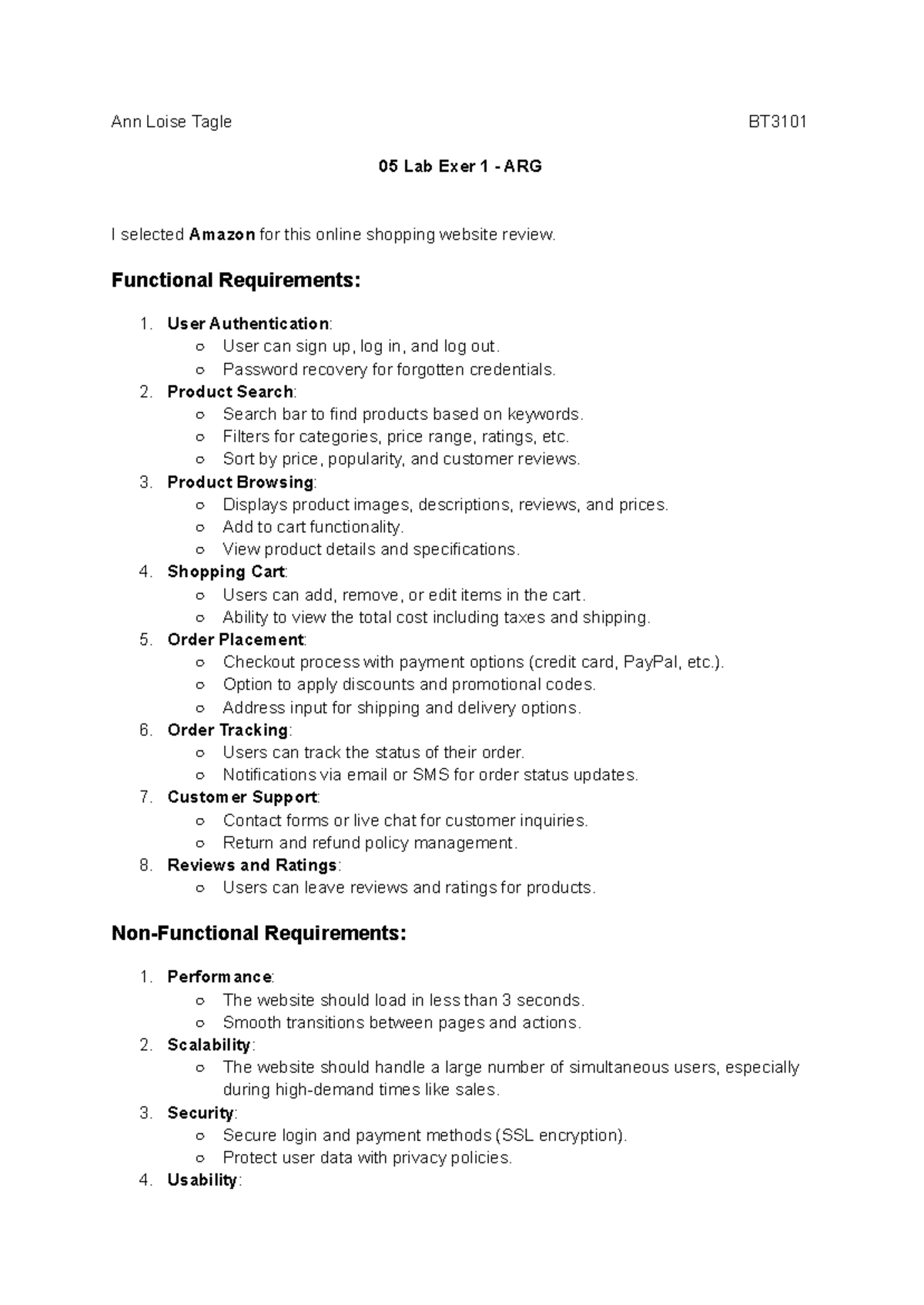 05 Lab Exer 1 - ARG - assdf - Ann Loise Tagle BT 05 Lab Exer 1 - ARG I ...