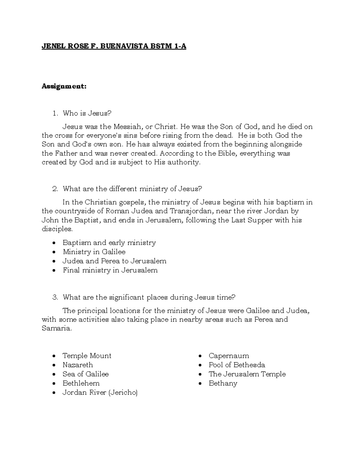 Assignment Buenavista - JENEL ROSE F. BUENAVISTA BSTM 1-A Assignment ...