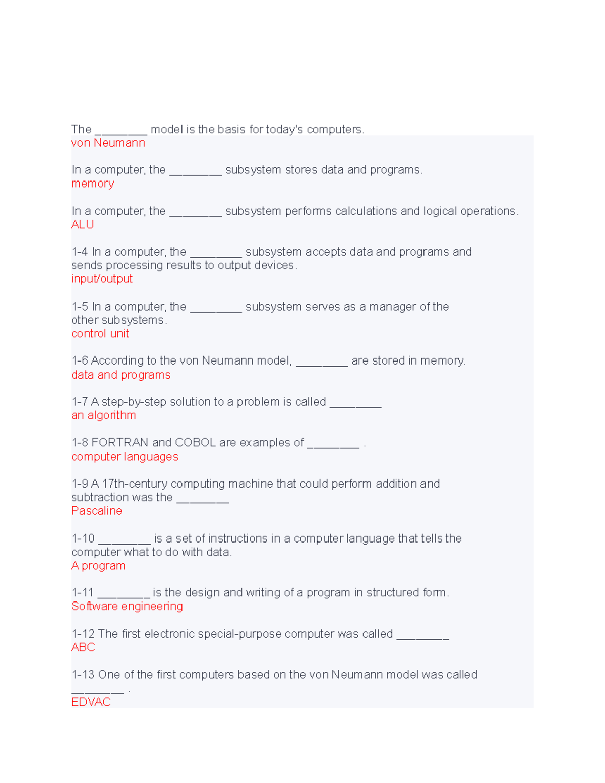 CSI 104 - CSI - The ________ model is the basis for today's computers. von Neumann In a computer ...