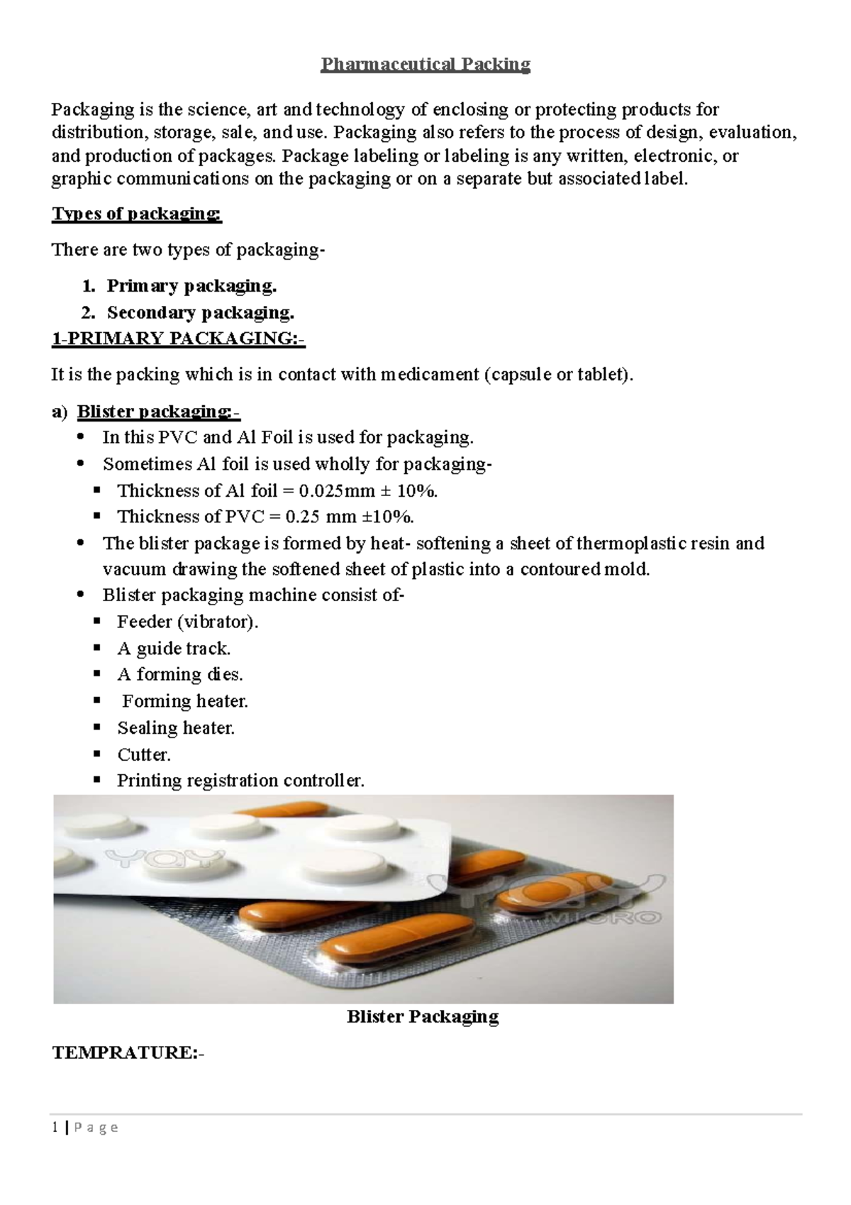 Chapter - 14 Pharmaceuticals Packing - 1 | P a g e Pharmaceutical ...