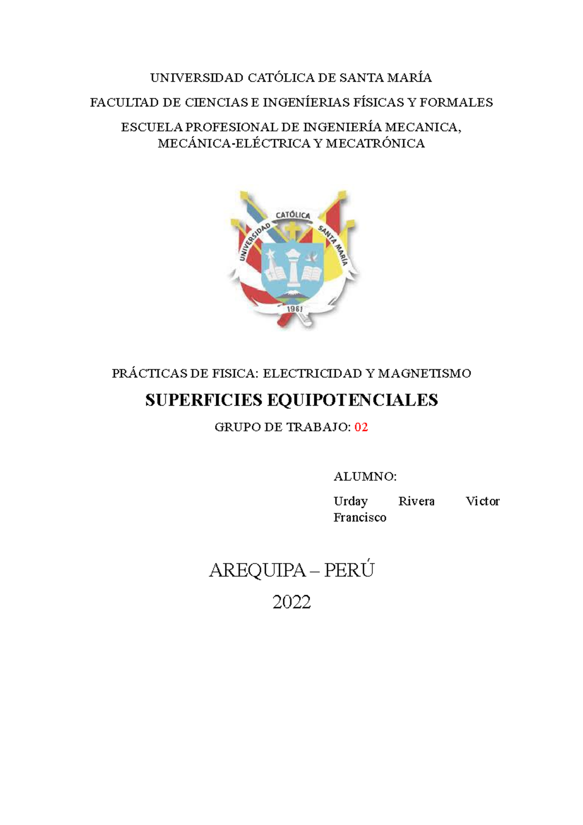 Informe 4 - sadasdas - UNIVERSIDAD CATÓLICA DE SANTA MARÍA FACULTAD DE ...