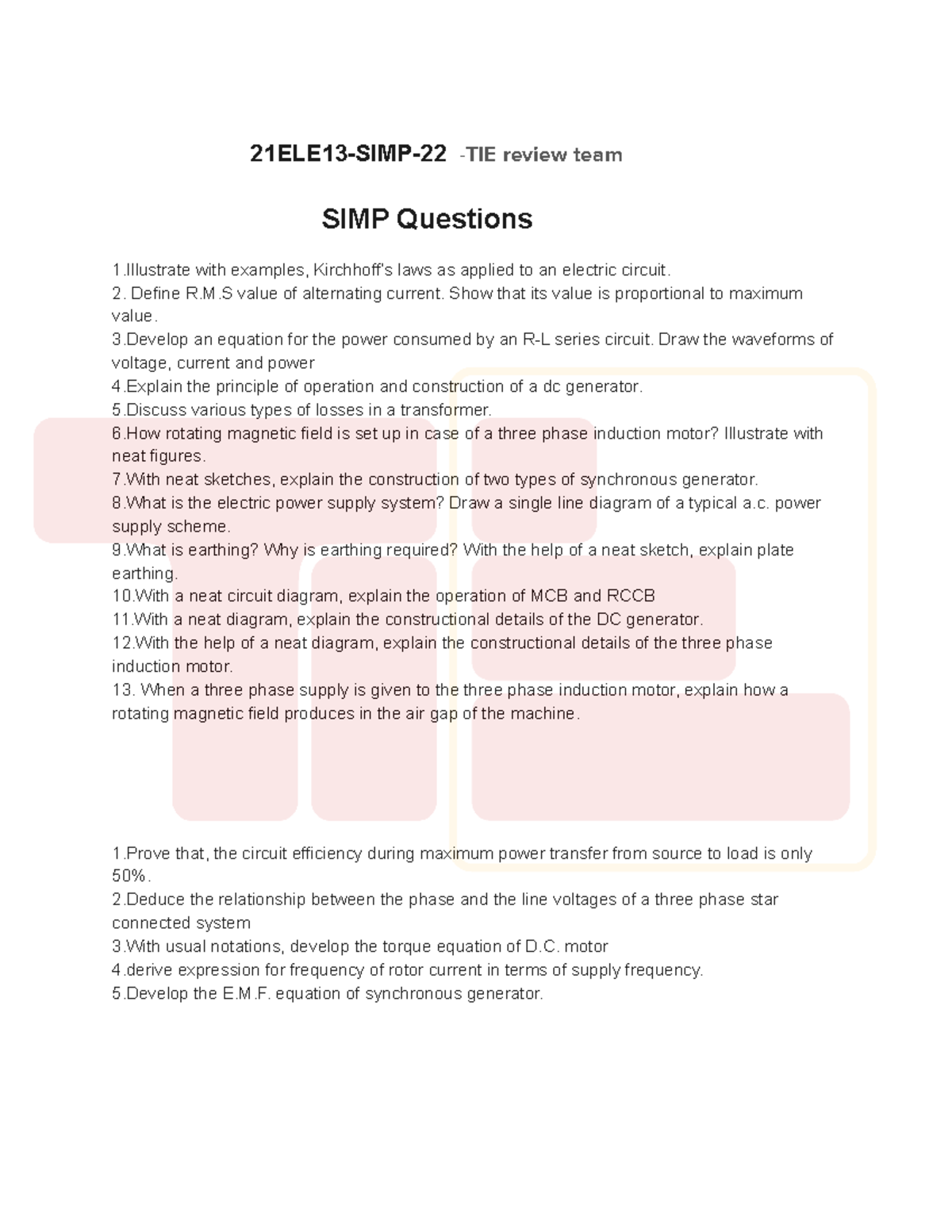 BEE-SIMP - Nothing - 21ELE13-SIMP-22 - TIE review team SIMP Questions 1 ...