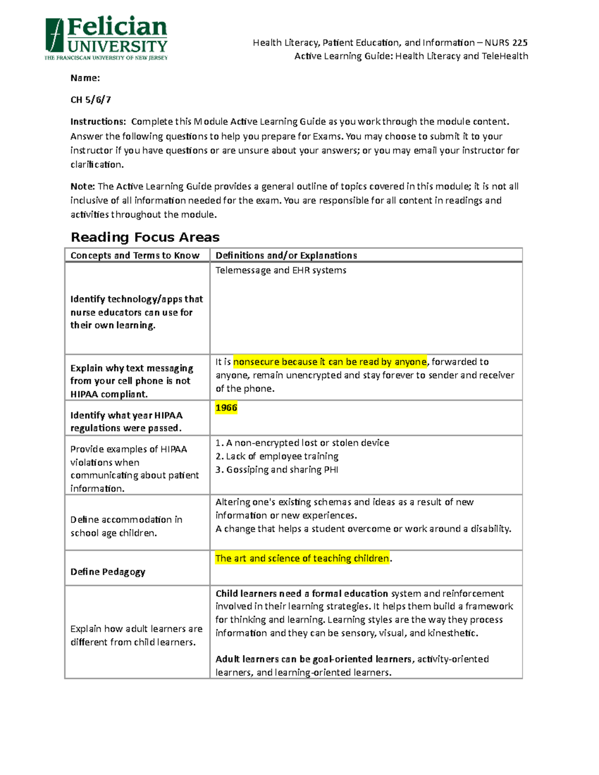 Active Learning Guide Module 3 - Active Learning Guide: Health Literacy ...