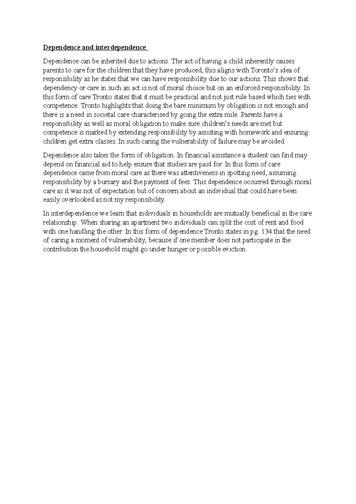 Sociology tut 1 - Tutorial 1 - Dependence and interdependence ...