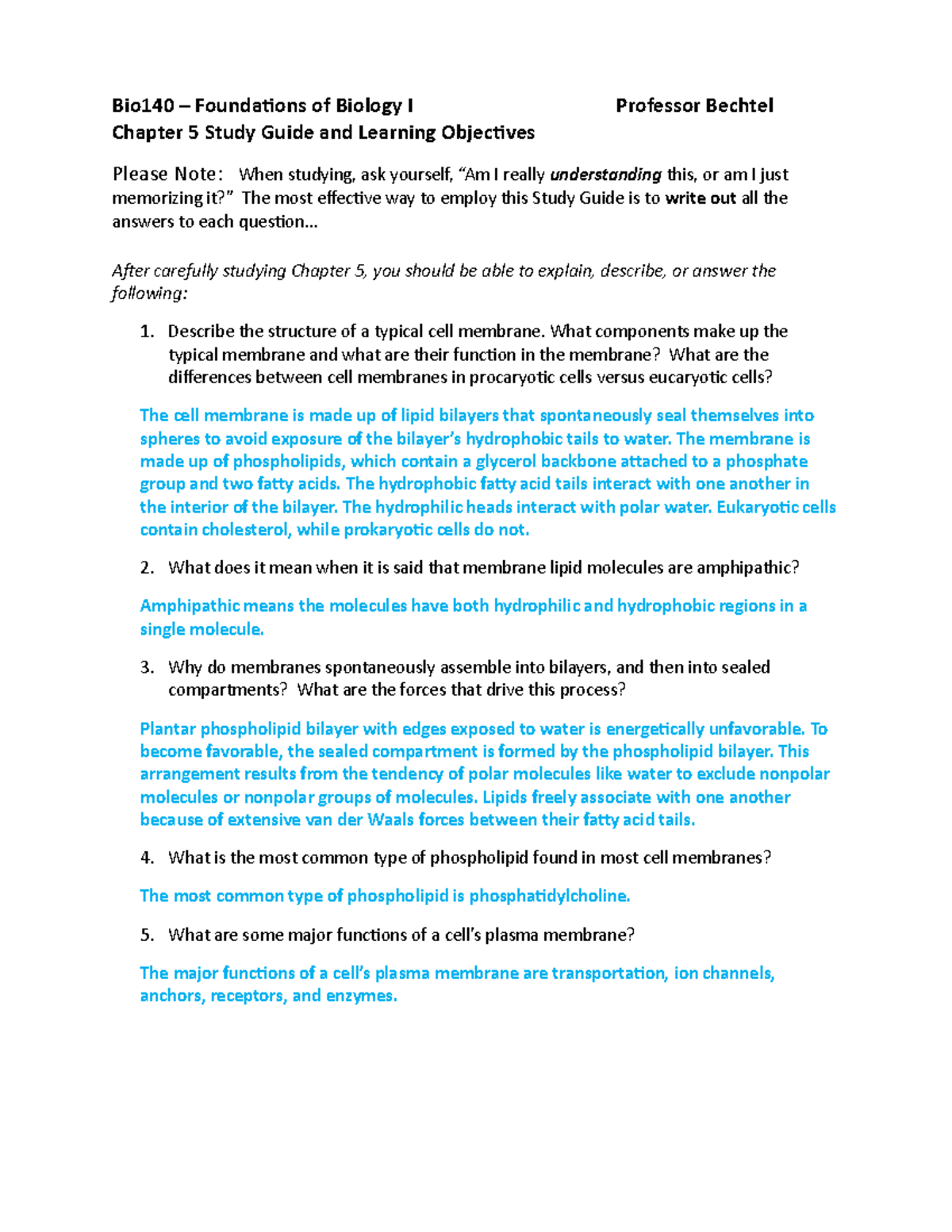 2020-BIO 140-study guide 4 - Bio140 – Foundations of Biology I ...