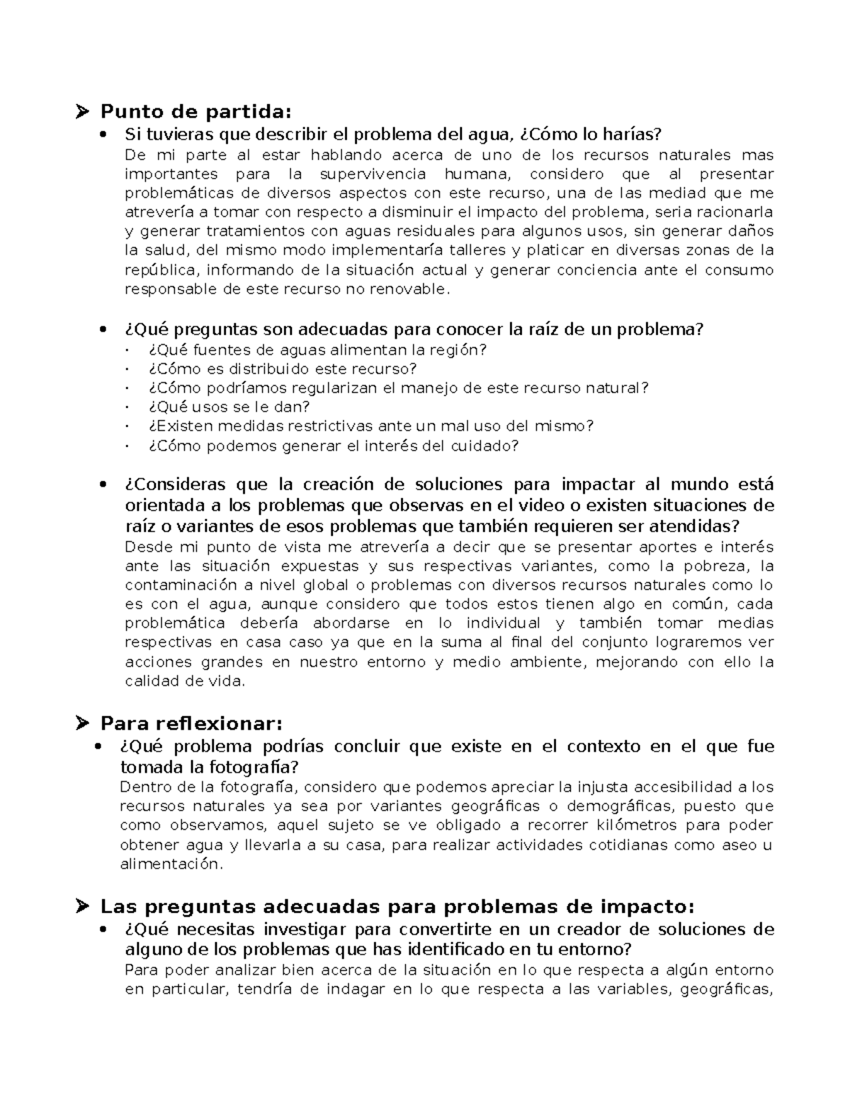 Diario Reflexiones U4 - Punto de partida: Si tuvieras que describir el problema del agua, ¿Cómo ...