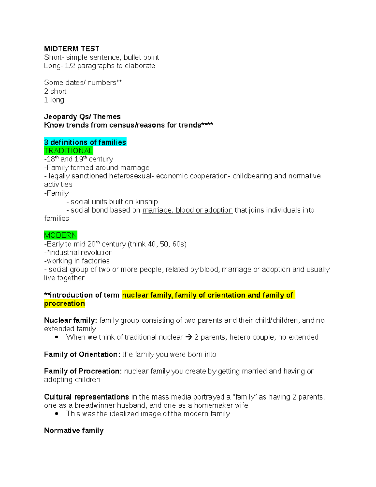 FNF Study Guide Midterm 1 Lecture notes - MIDTERM TEST Short- simple ...