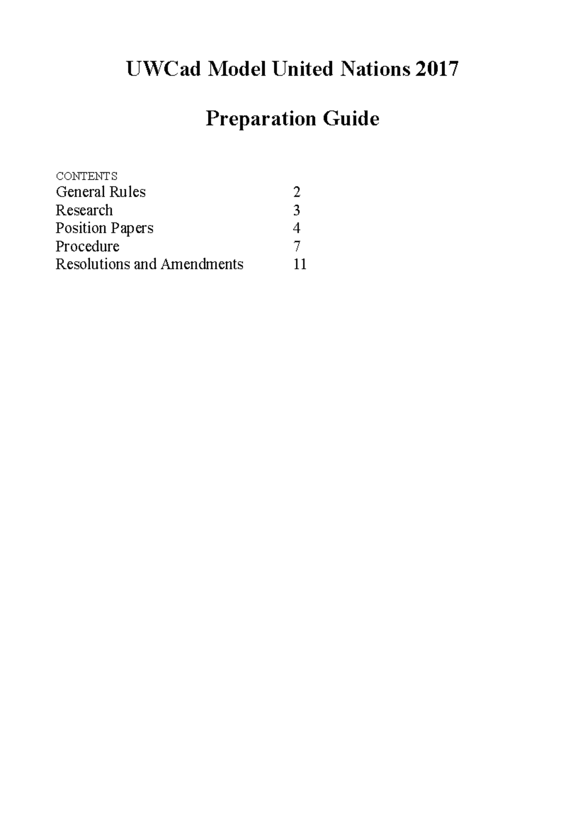 MUN guide - Notes - UWCad Model United Nations 2017 Preparation Guide ...