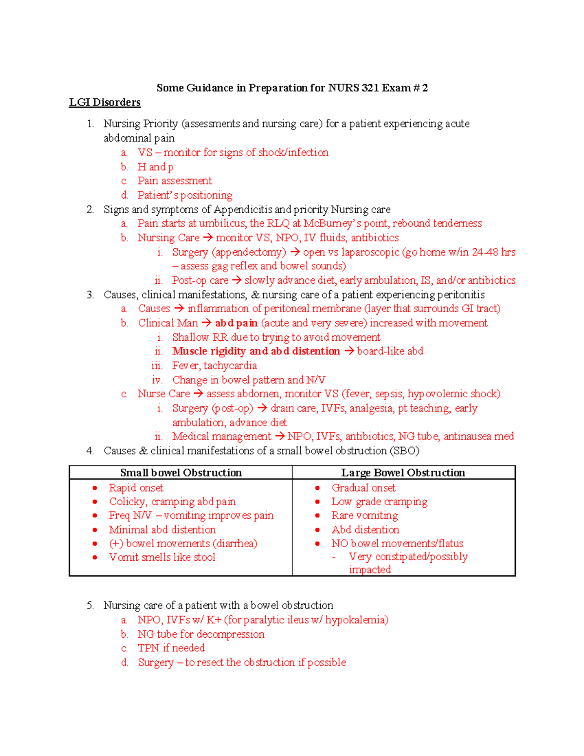 NURS 321 Exam study guide - Some Guidance in Preparation for NURS 321 ...