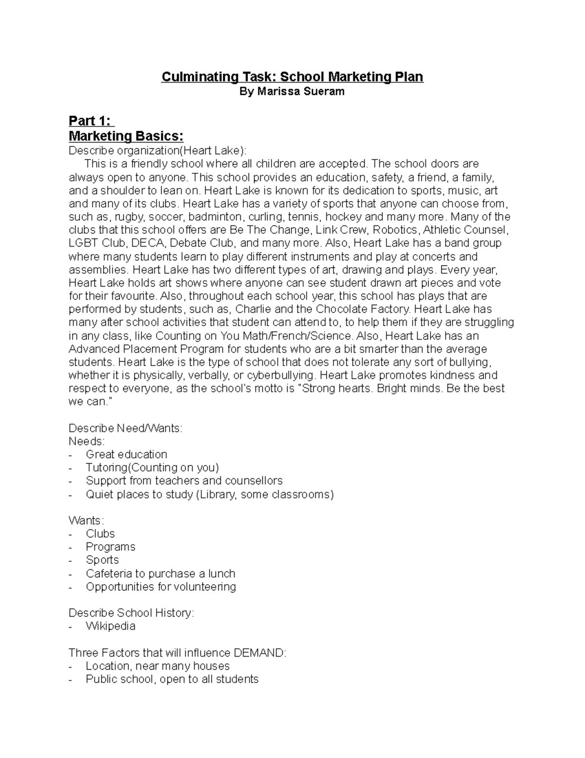 Culminating Task 2 - Lecture notes 1 - Culminating Task: School ...