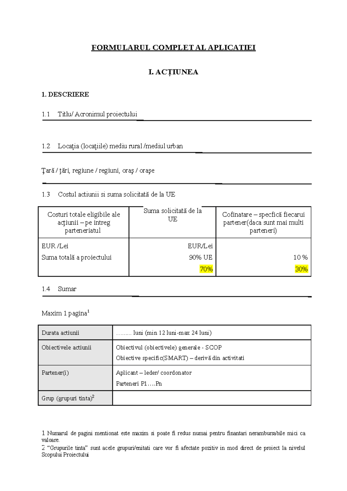 Formular Cerere de finantare Proiect 2021 2022 - Managementul ...