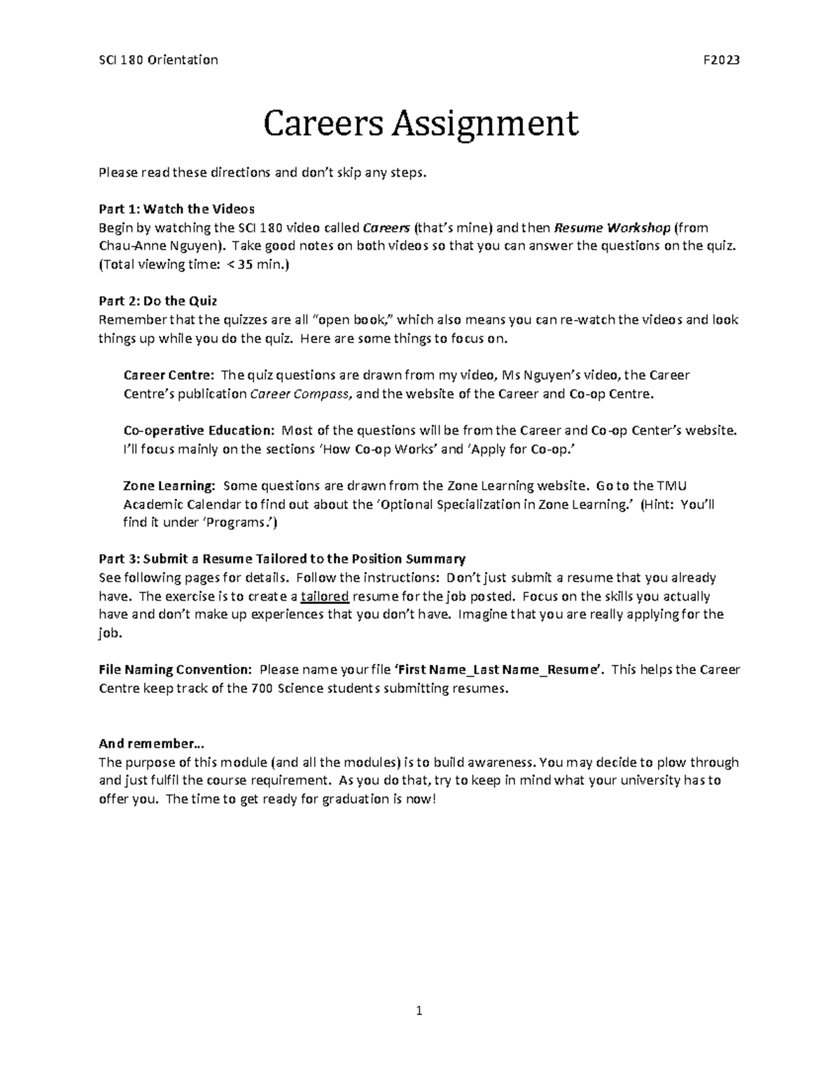Careers Study Task 2023 - Careers Assignment Please read these ...