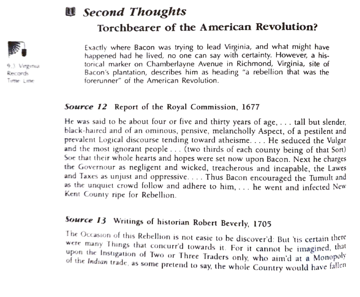 Bacon's Rebellion Part II - Second Thoughts Torchbearer of the American ...