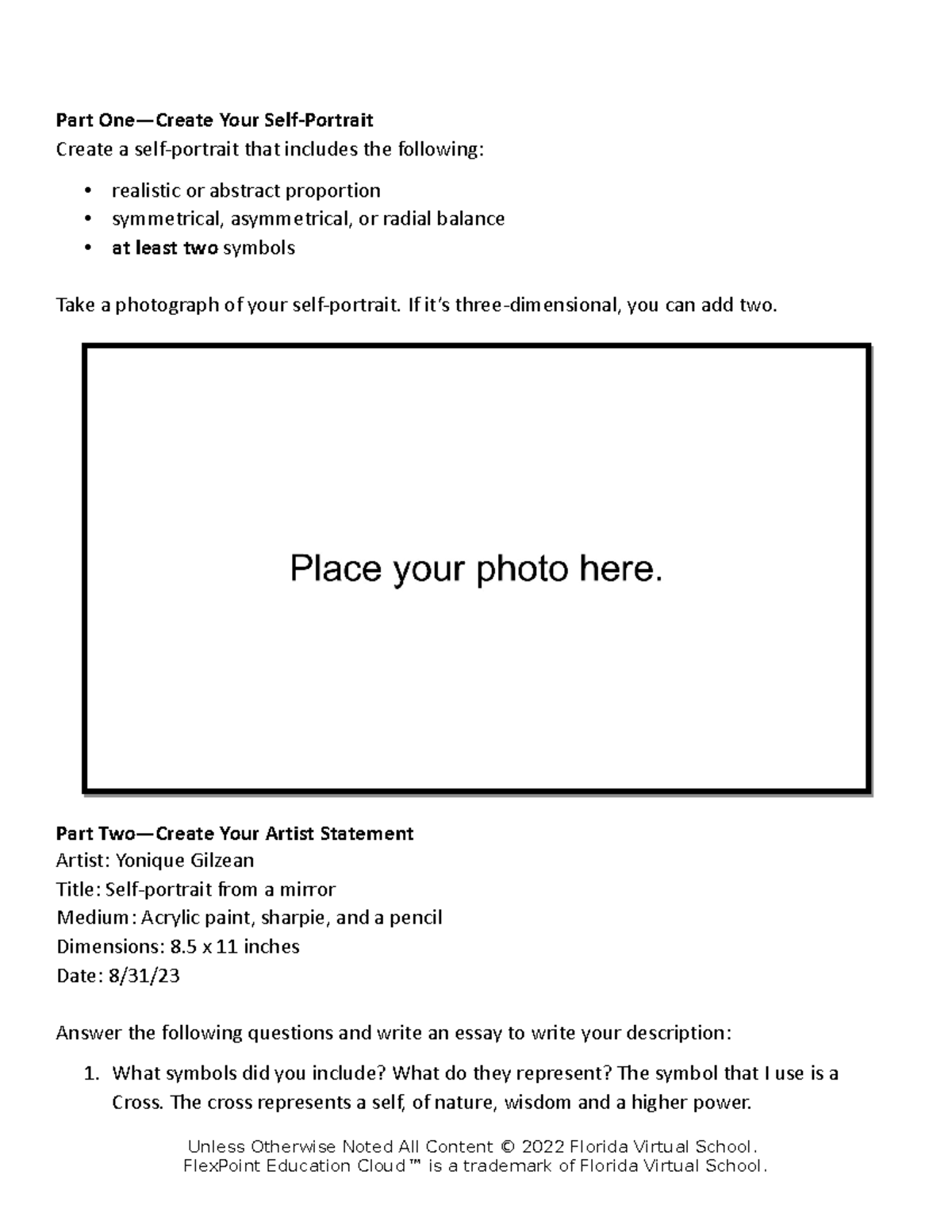 Viss art 2 104 identity project template - Part One—Create Your Self ...