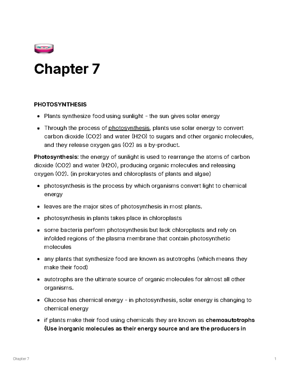 Chapter study guide - 🧫 Chapter 7 PHOTOSYNTHESIS Plants synthesize food ...