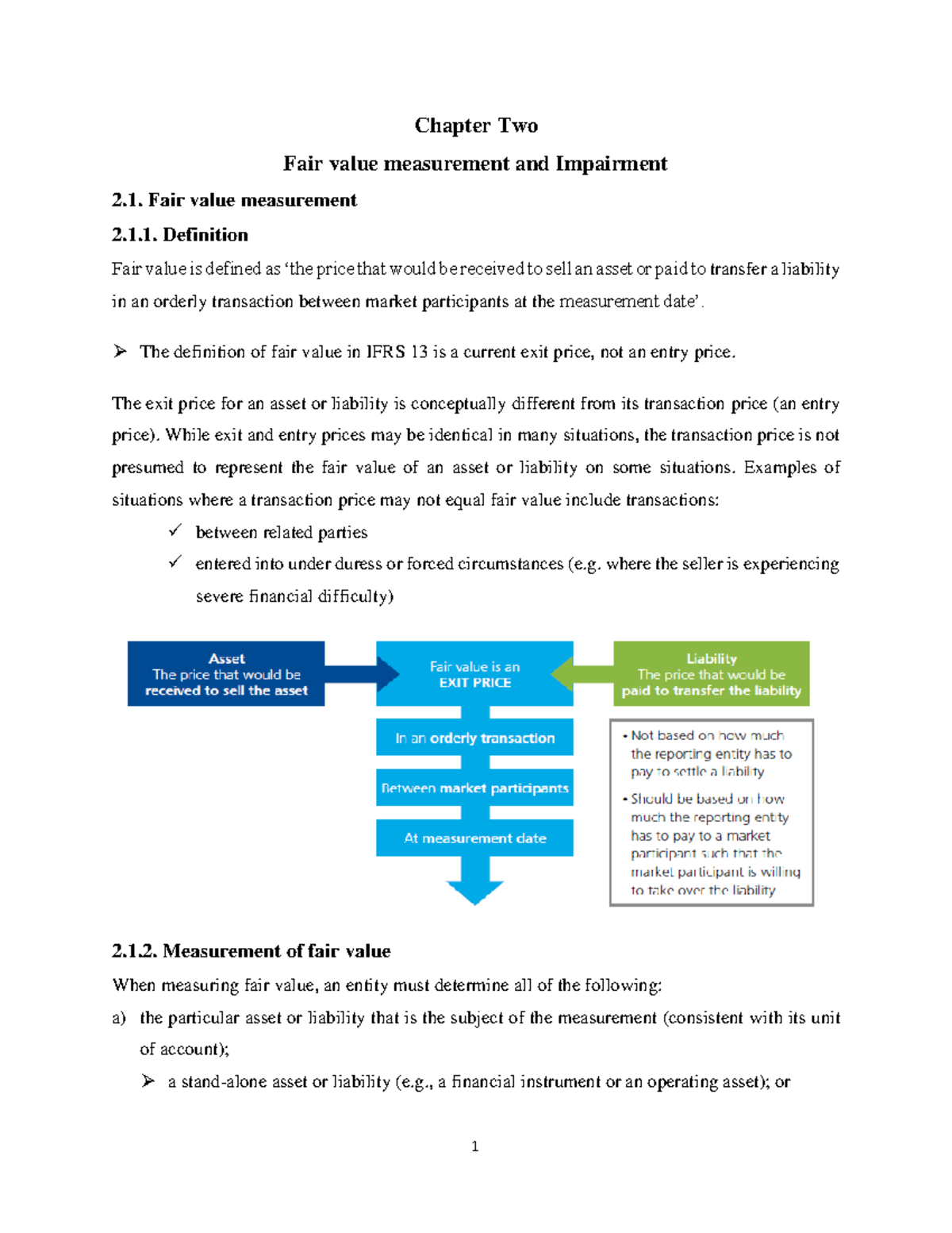 IFA Chapter 2 - Financial statements - Chapter Two Fair value ...
