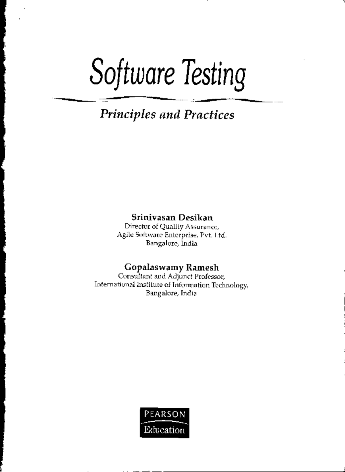 Software testing - Software Testing Principles and Practices Srinivasan ...