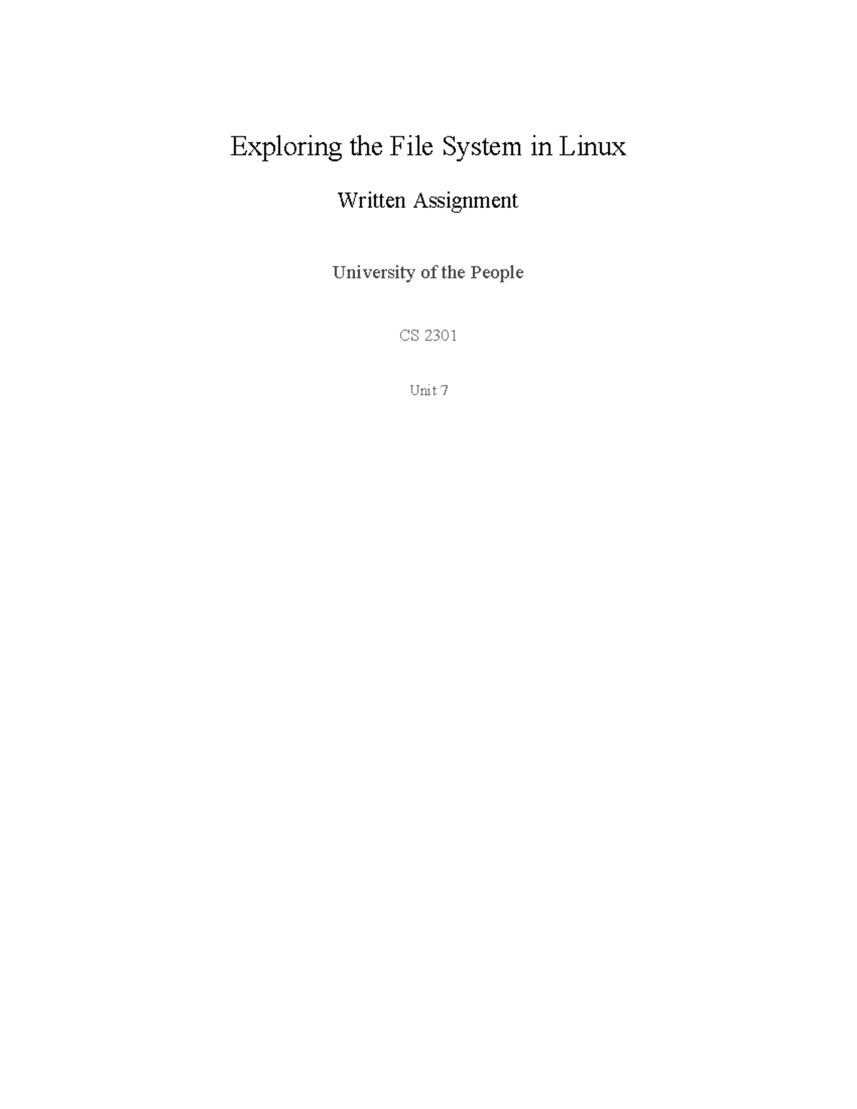 CS 2301 - Unit 7 - Written Assignment - Exploring the File System in ...