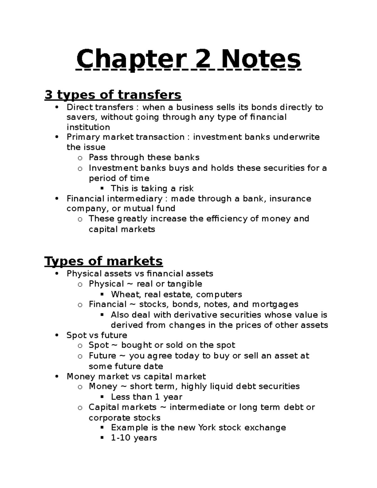 chapter 2 document - Chapter 2 Notes 3 types of transfers Direct ...