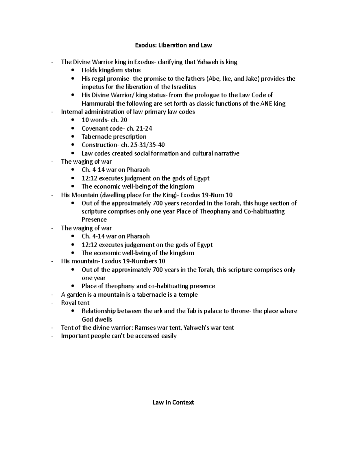 Old Testament Exodus and the Law - Exodus: Liberation and Law The ...