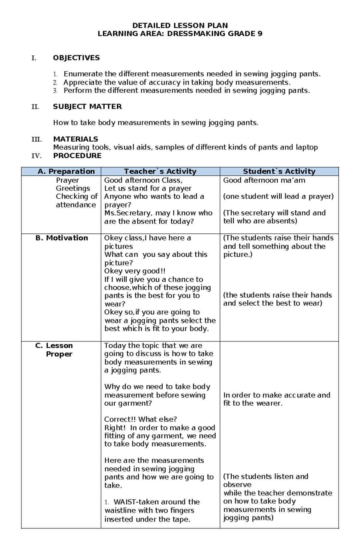 Detailed Lesson PLAN-final - DETAILED LESSON PLAN LEARNING AREA ...