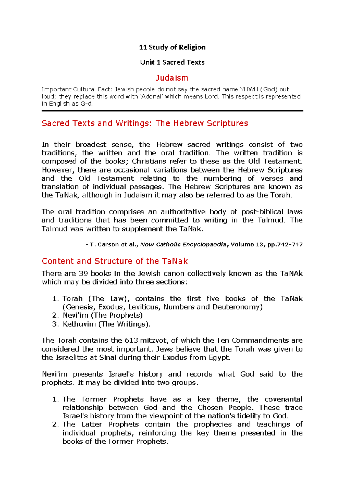 Jewish Sacred Texts Info and Activities - 11 Study of Religion Unit 1 ...