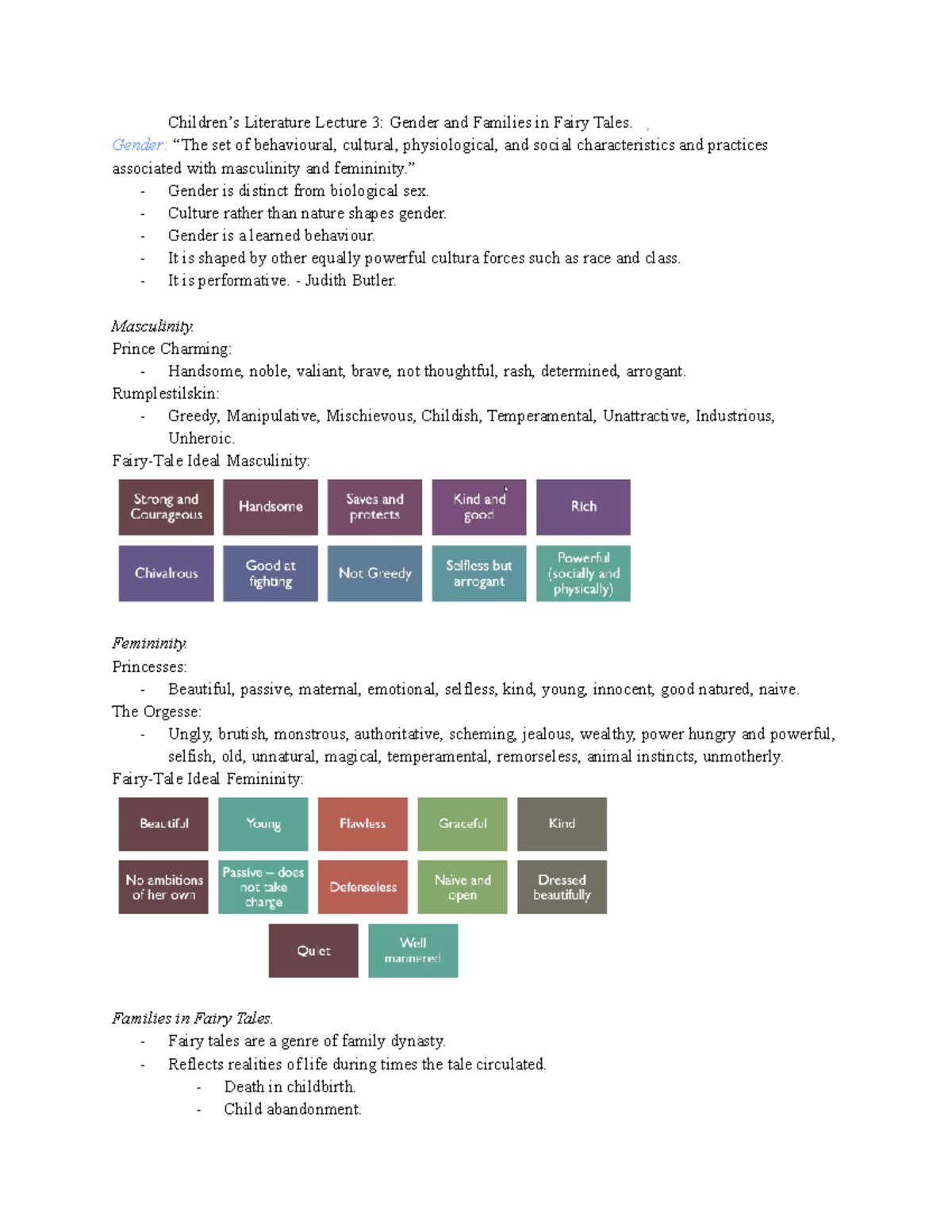 Children’s Literature Lecture 3 Gender and Families in Fairy Tales ...
